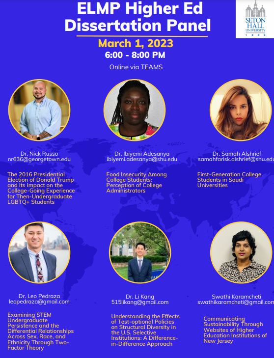 Higher Education Dissertation Panel – Education Leadership Management ...