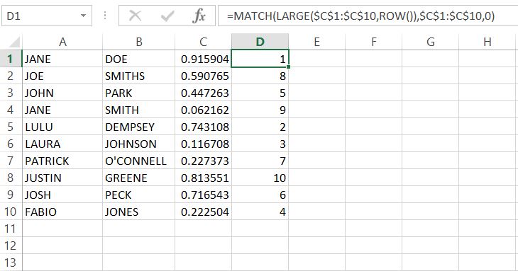 Microsoft Excel Randomized Number I D For Participants Language